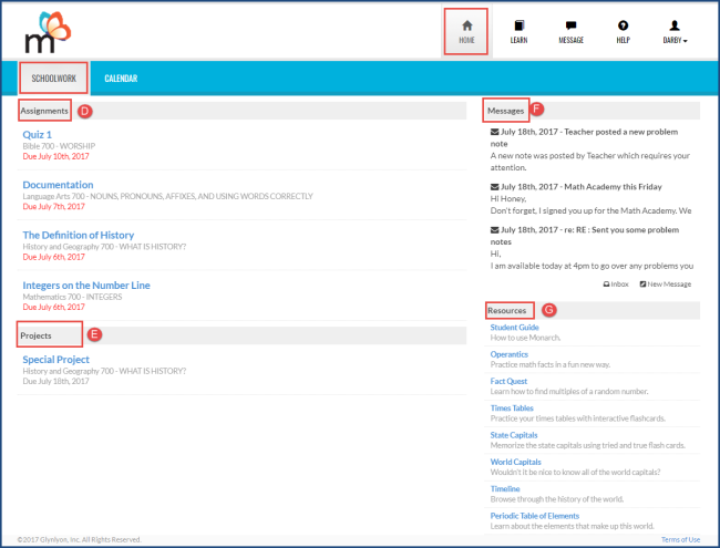 Learn about Monarch Student features and tools